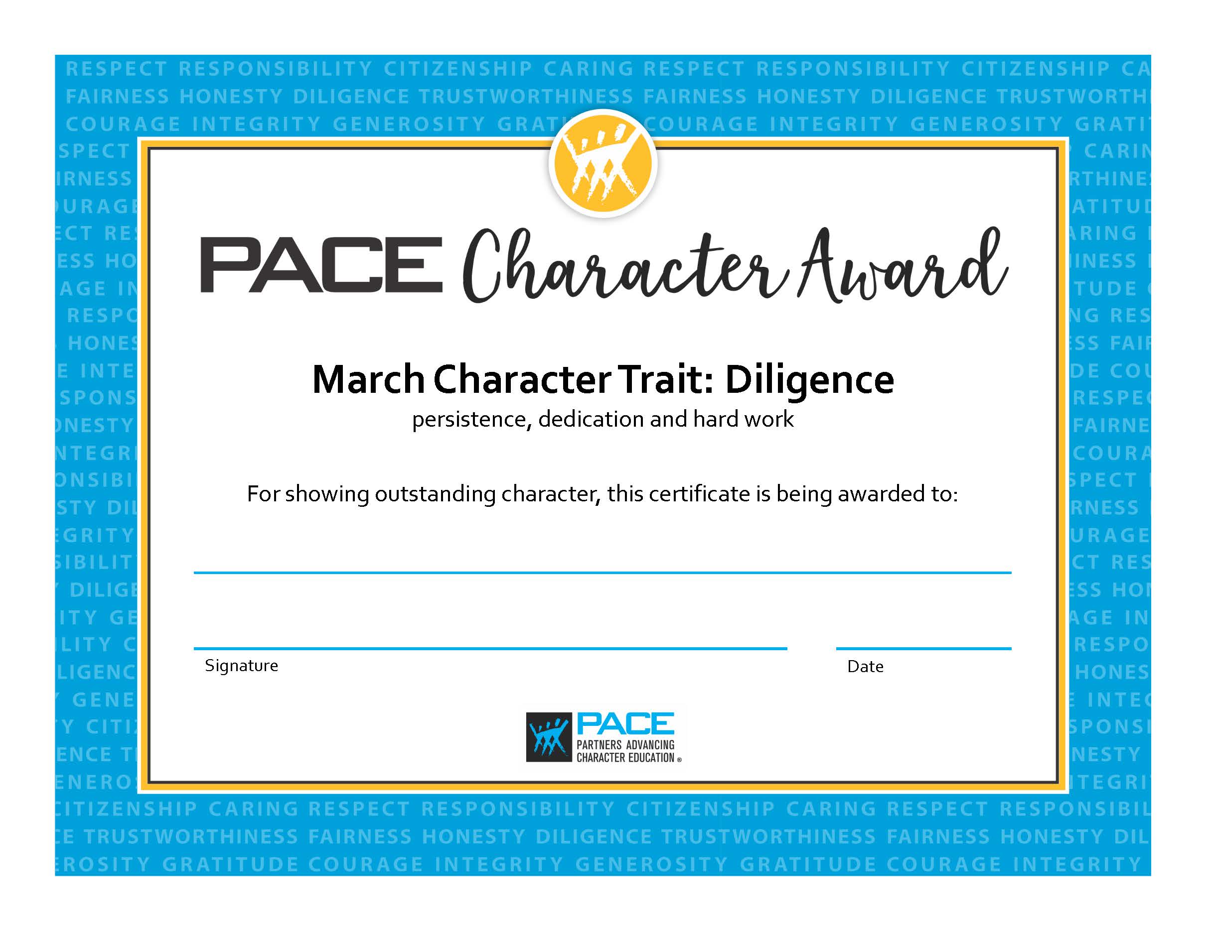 March Certificate - PACE